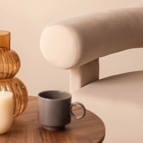 Designové sametové křeslo HELLA světle béžové