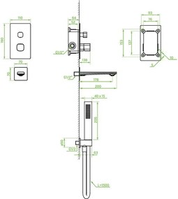 Laveo Tores, vanová souprava pod omítku, grafitová, LAV-BVT_911P
