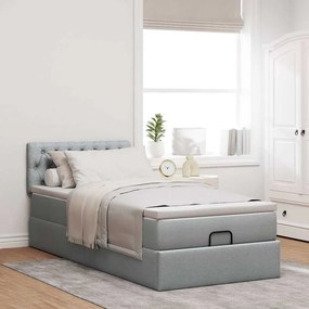 Osmanský postel s matrací světle šedá 100x200 cm textil 3312367