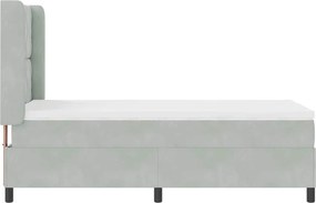 Postel s boxspringem s čelo Světle šedá 90 x 190 cm samet 3342038