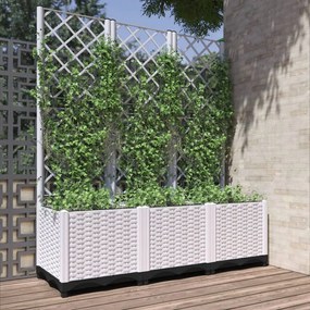 vidaXL Zahradní truhlík s treláží bílý 120 x 40 x 136 cm PP
