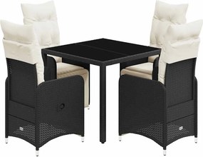 5dílný zahradní bistro set s poduškami černý polyratan 3277136