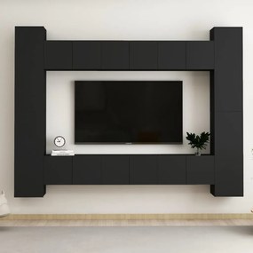10dílný set TV skříněk černý kompozitní dřevo