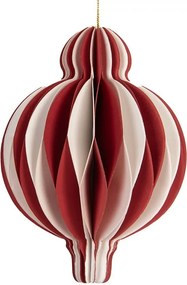 Papírová červená skládací vánoční ozdoba baňka - Ø 7*10 cm