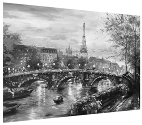 Obraz černobílé krajiny s Eiffelovou věží (100x70 cm)