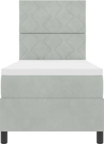 Postel s boxspringem s čelo Světle šedá 80 x 200 cm samet 3339860