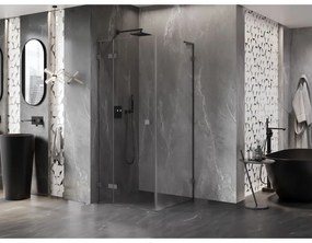 Mexen Lunar, L sklápěcí sprchový kout levý 70 x 70 cm, 8mm čiré sklo, grafitový profil, 834L-070-070-95-00-L