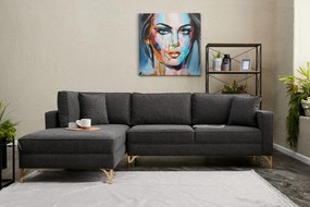 Hanah Home Rohová pohovka BERLIN antracitová se zlatou levá 258 cm 825BLC2805