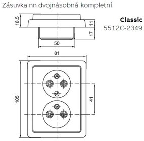 ABB Classic dvojzásuvka béžová 5512C-2349 D2