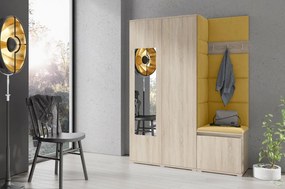 Eka Předsíňová stěna s čalouněnými panely Trinity 11 - Sonoma / Žlutá 2318