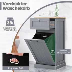 Costway Laundry Cabinet s košem na prádlo a zásuvkou a bambusovým košem
