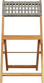 3dílný bistro set šedý polyratan a masivní dřevo 3281839