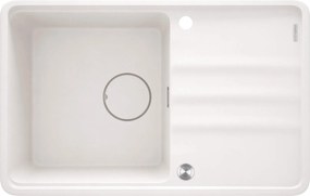 Deante Momi, 1-komorový granitový dřez 780x500x230 mm s úsporným sifonem, bílá matná, DEA-ZKM_A113