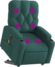 Elektrické zvedací masážní polohovací křeslo zelené textil 3204752