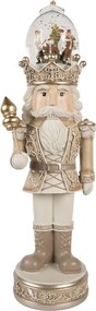 Béžová dekorace Louskáček Nutcracker s LED světýlky - 14*14*49 cm / 3*AA