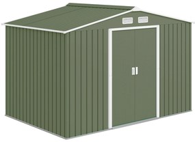 Outsunny kůlna na nářadí kovová kůlna s podezdívkou světle zelená 277 x 195 x 192 cm | Aosom