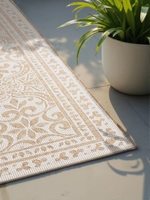 NORTHRUGS, Kusový koberec Duet Rosel 106252 Beige/White - na ven i na doma, 200x290, béžová, chodba / předsíň