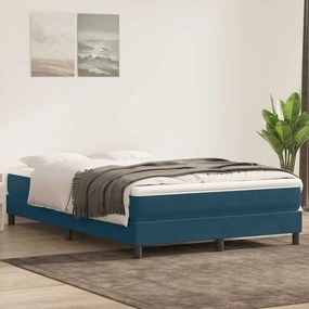 Postel Box Spring bez matrace tmavě modrá 140x210 cm samet 3315829
