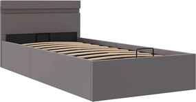 Rám postele s LED úložný prostor šedý umělá kůže 90 x 200 cm 285552
