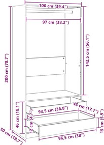 vidaXL Marketos Šatní skříň bílá 100 x 50 x 200 cm kompozitní dřevo