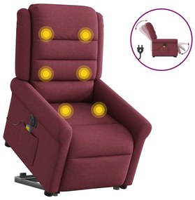 Elektrické zvedací masážní polohovací křeslo vínové textil 3303347