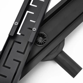 Rea PRO Black Matt, lineární odtokový žlab 70cm, vzor Greek, černá matná, REA-G8024