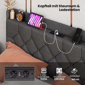 Costway Rám plovoucí postele s LED světly Moderní plošinová s nastavitelným