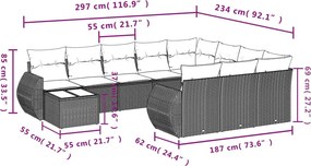 11dílná zahradní sedací souprava s poduškami černá polyratan 3254263