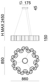 Stilnovo 8684 Honey_PR, designové závěsné svítidlo, 50W LED 2700K stmívatelné, prům. 85cm