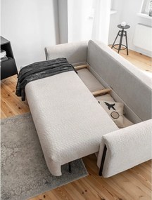 Béžová rozkládací/s úložným prostorem pohovka z textilie bouclé 244 cm Arcadova – ELTAP