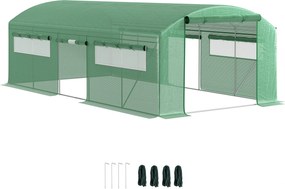 Outsunny Zahradní skleník 6x3x2 m Tunelový skleník se 6 síťovanými okny, UV-odolný PE potah a 3 rolovací zipové dveře pro zahradu | Aosom
