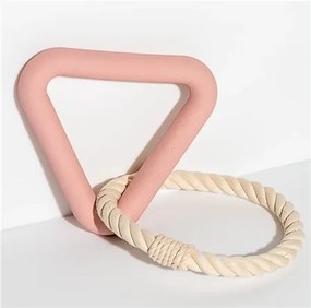 Gumová hračka pro pejsky triangl s provazem růžový