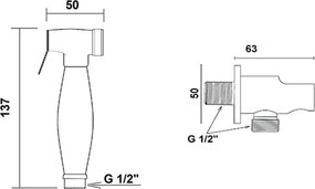 Sapho 9101 bidetová sprcha retro s hadicí a držákem sprchy s vyústěním chrom