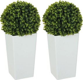 HOMCOM sada 2 umělých eukalyptových topiary, výška 65 cm, 330 listů, UV-odolné plastové rostliny v květináčích | Aosom