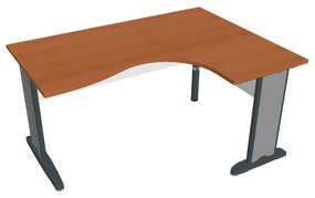 Stůl ergo vlna levý 160×120/80 cm - Hobis Cross CE 2005 L Dekor stolové desky: třešeň, Dekor lamino podnože: bílá, Barva nohou: černá