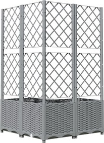 Zahradní truhlík s treláží světle šedý 80 x 80 x 136 cm PP 153276