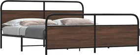 Kovový rám postele bez matrace hnědý dub 183 x 213 cm 3318666