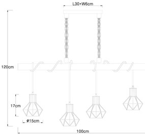 Globo 54017-4H - Lustr na lanku PRISKA 4xE27/60W/230V
