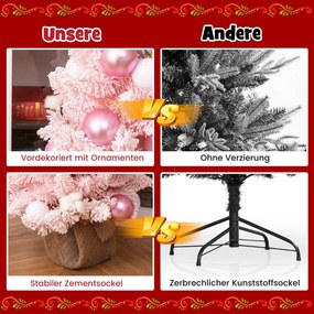 Costway 90 cm Mini umělý vánoční stromek se sněhem a cementovým základem Vánoční
