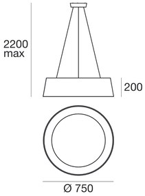 Stilnovo Oxygen_P, bílé závěsné svítidlo, 50W LED 3000K stmívatelné DALI, prům. 75cm