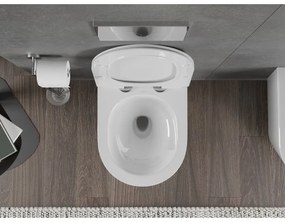 Mexen Rico, závěsná WC mísa 490x360x370 mm, Rimless Tornádo + WC sedátko z duroplastu, bílá lesklá, 30720100T