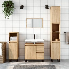 3dílný set koupelnového nábytku dub sonoma kompozitní dřevo,  3190232