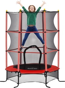 HOMCOM Dětská trampolína Ø163 cm se sítí, krytem okrajů, zahradní trampolína pro děti 3-10 let, s nosností až 50 kg, Červená | Aosom
