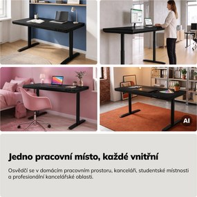 Elektrický psací stůl sit-stand se zásuvkou a bezdrátovou nabíječkou Qi černý, 1400 mm: ELLIS