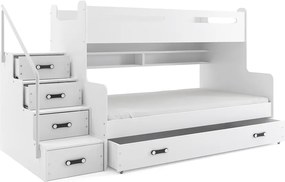 BMS Group Dětská multifunkční postel se schůdky s úložným prostorem MAX 3 200x120 bílá Bílá