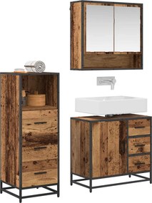 Sada koupelnového nábytku 3 ks Staré dřevo 65 x 33 x 60 cm 3402332