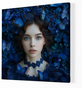 Obraz na plátně - Modrá víla s motýly FeelHappy.cz Velikost obrazu: 120 x 120 cm