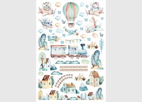 Dětská samolepka na zeď Akvarelový Vlak | 42.5 x 65 cm | DDKM1679
