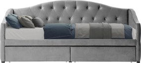 Postel s úložným prostorem, 90x200, šedá Velvet látka, ZASKA