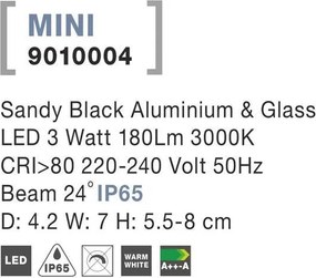 NV 9010004 Venkovní reflektor MINI černý hliník a sklo LED 3W 3000K 220-240V 24st. IP65 - NOVA LUCE